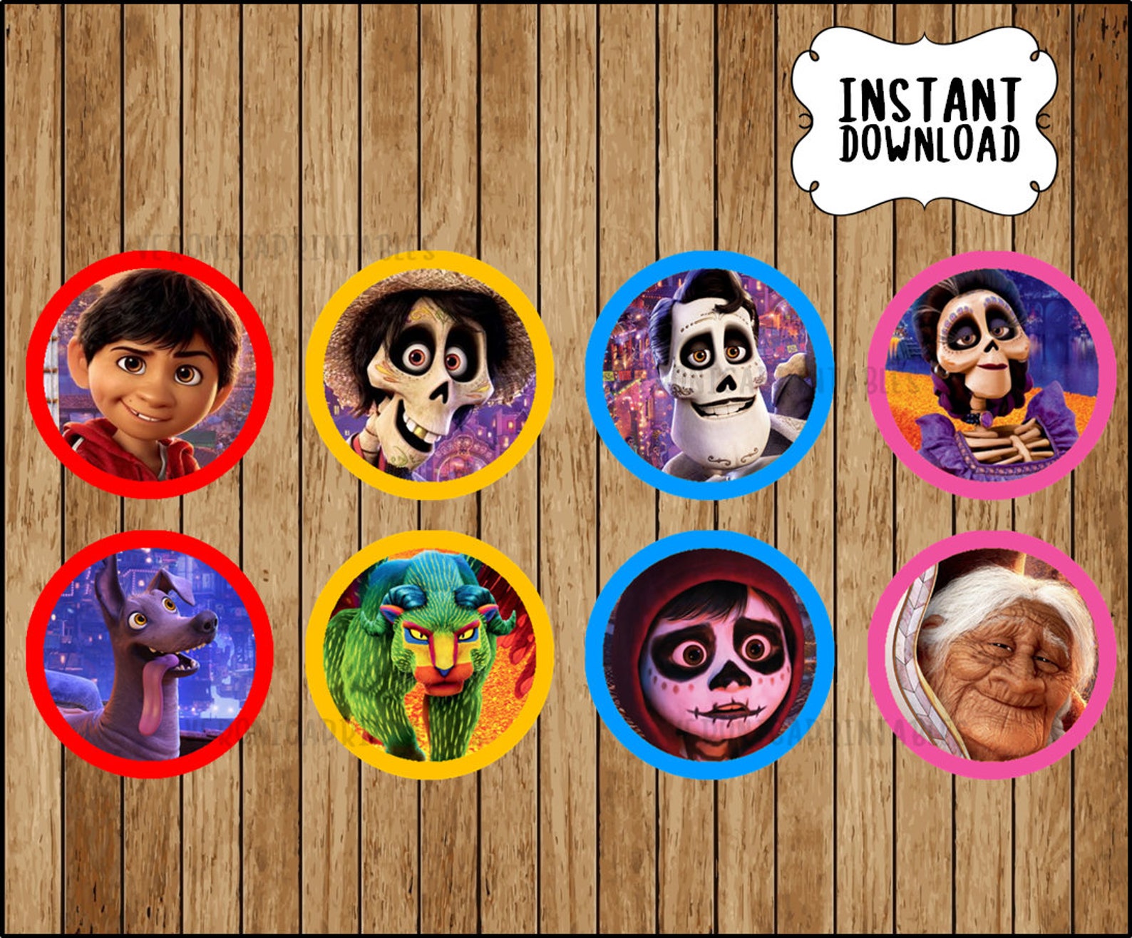 Coco Cupcakes Toppers, Printable Coco Party Toppers, Coco Cupcakes ...