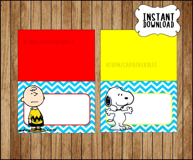 Peanuts Food labels instant download Snoopy party Food tent | Etsy