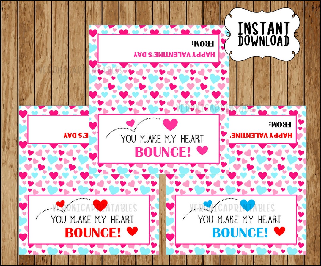 You Make My Heart Bounce Valentine's Day Treat Bag Toppers, Bouncy Ball ...