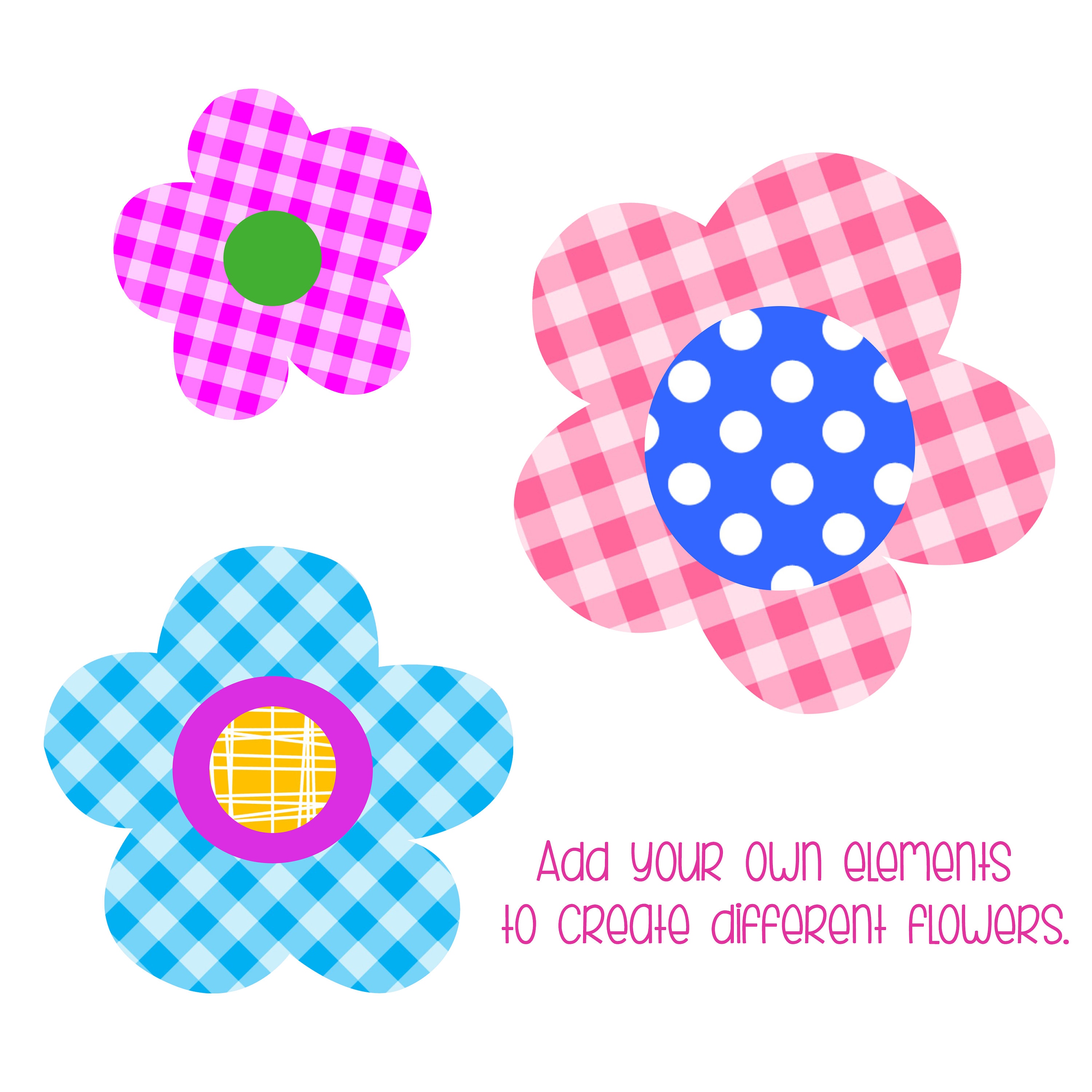 Gingham Flower Clip Art Instant Download PNG Clipart Flowers - Etsy