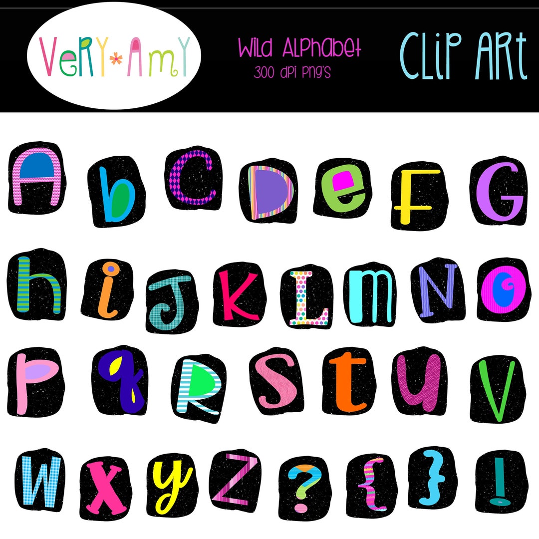 Wild Rainbow Alphabet Clip Art Instant Download PNG Clipart ...