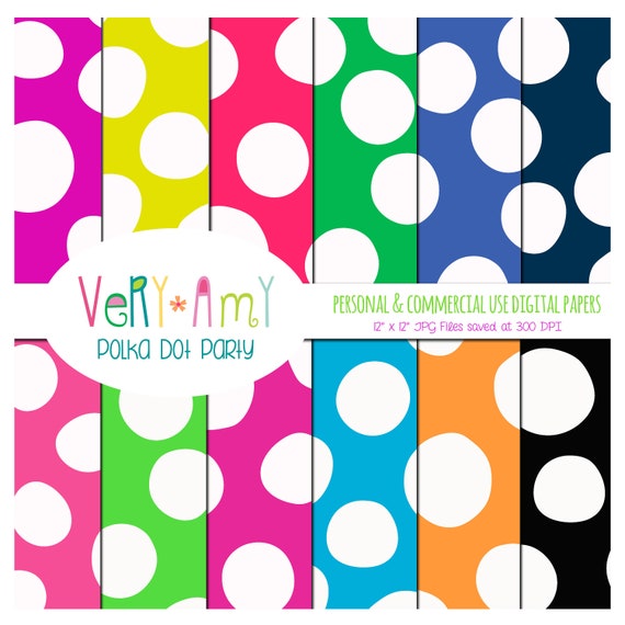 Large Rainbow Polka Dot Digital Paper Set Polka Dots | Etsy