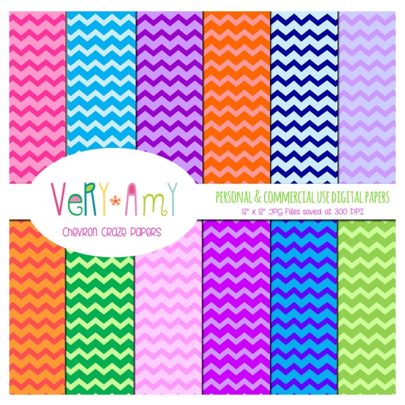 Chevron Digital Paper Pack Commercial Use Scrapbook Paper | Etsy