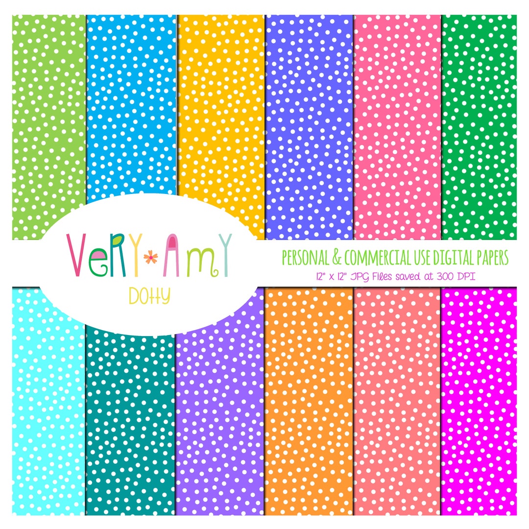 Polka Dot Digital Paper Pack Commercial Use Scrapbook Paper Scrapbook ...