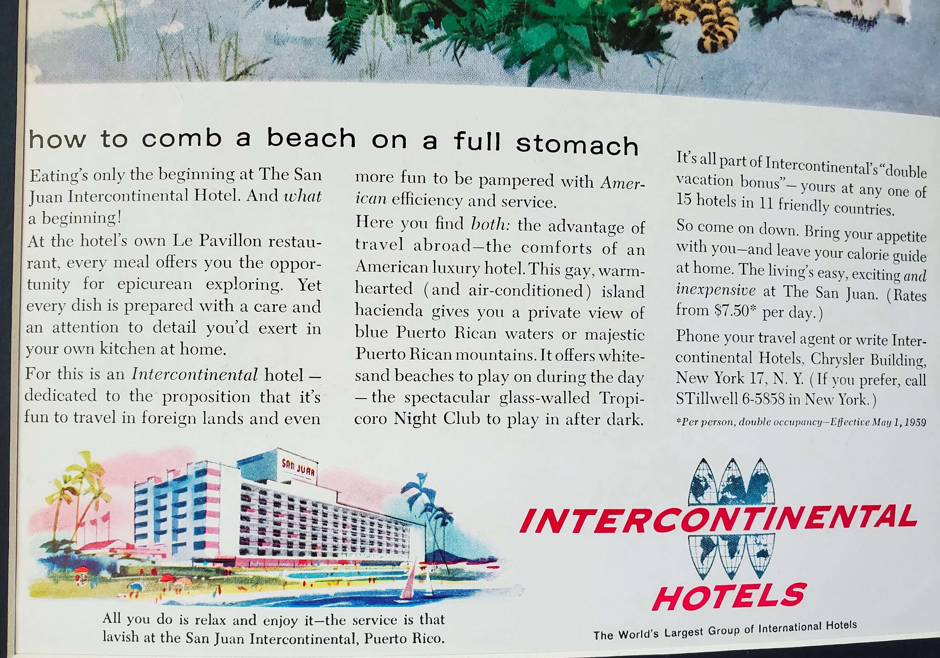 Vintage Intercontinental Hotel Magazine Advertisement - Etsy Norway