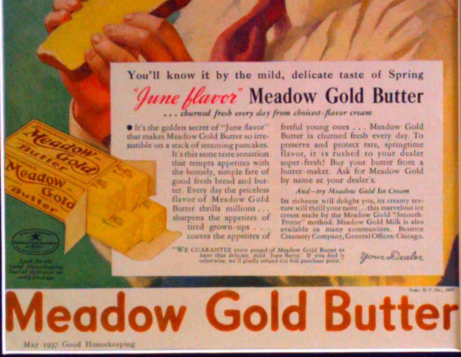 Vintage Meadow Gold Butter Magazine Advertisement, 1930s, Wall-art ...