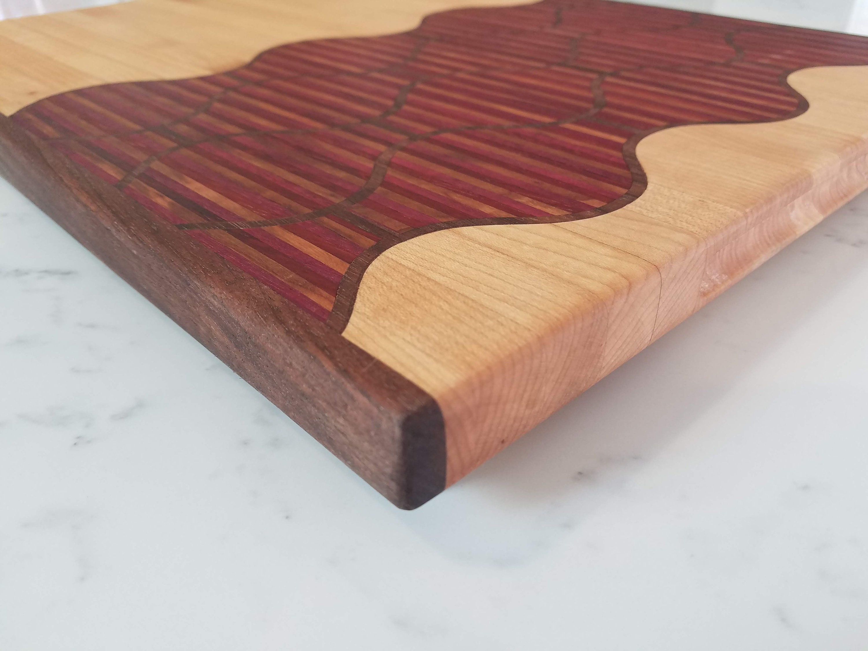 Large Custom Cutting Board With Maple, Walnut, Cherry, Purpleheart, and ...