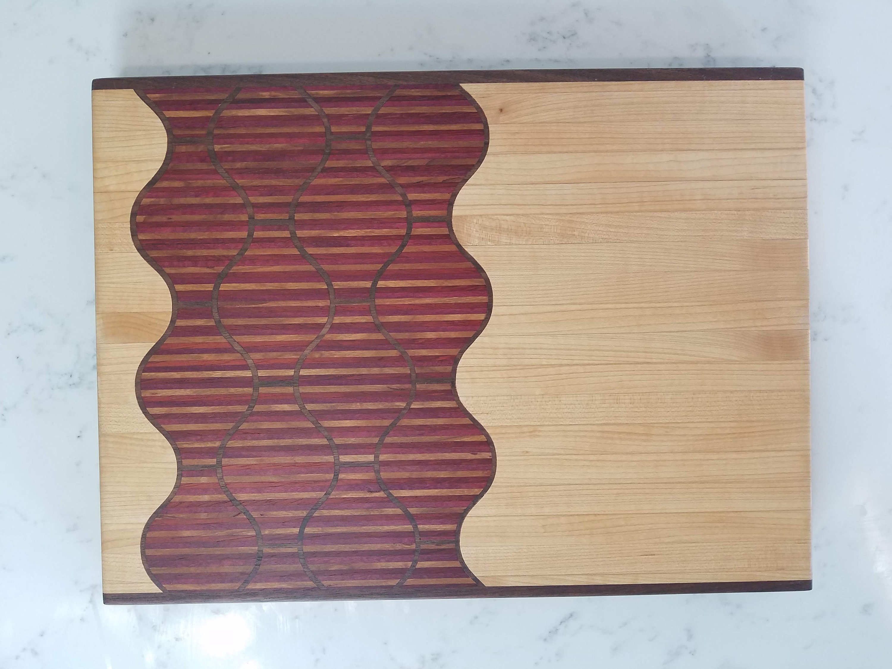 Large Custom Cutting Board With Maple, Walnut, Cherry, Purpleheart, and ...