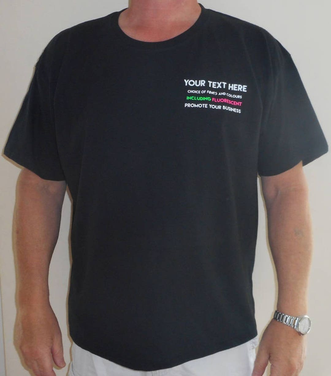 New CUSTOM Printed BOTH SIDES Personalised 100% Heavy Cotton Short ...