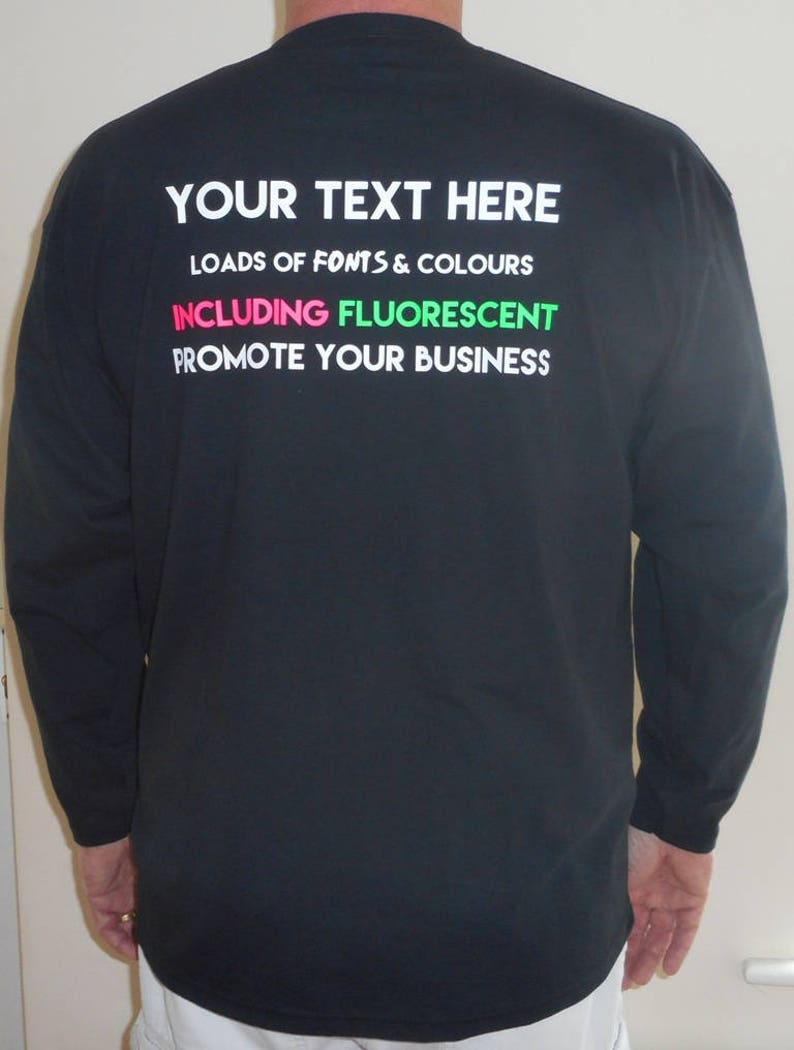 New LONG SLEEVE T-SHIRT Custom Printed Personalised 100% - Etsy