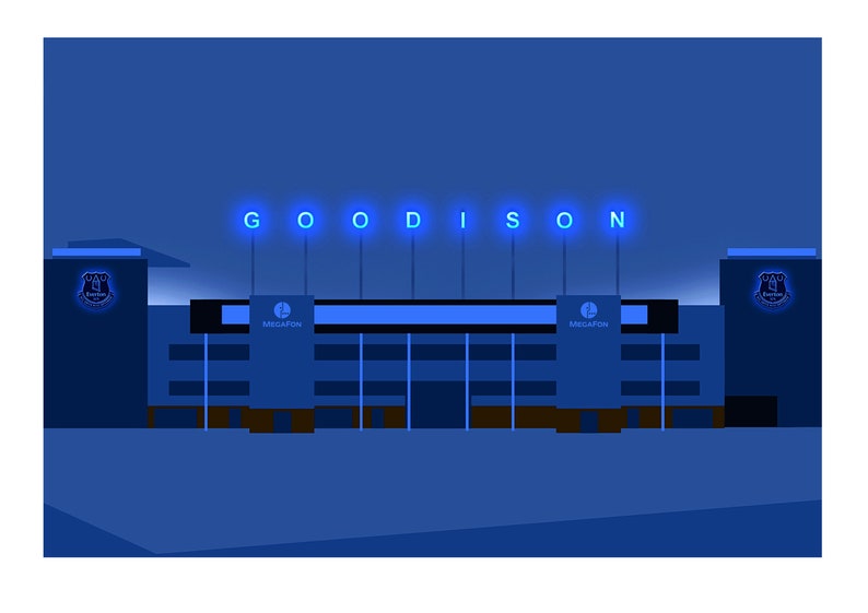 Mounted Goodison Park. Landscape Format Giclee Print. View of the Park ...