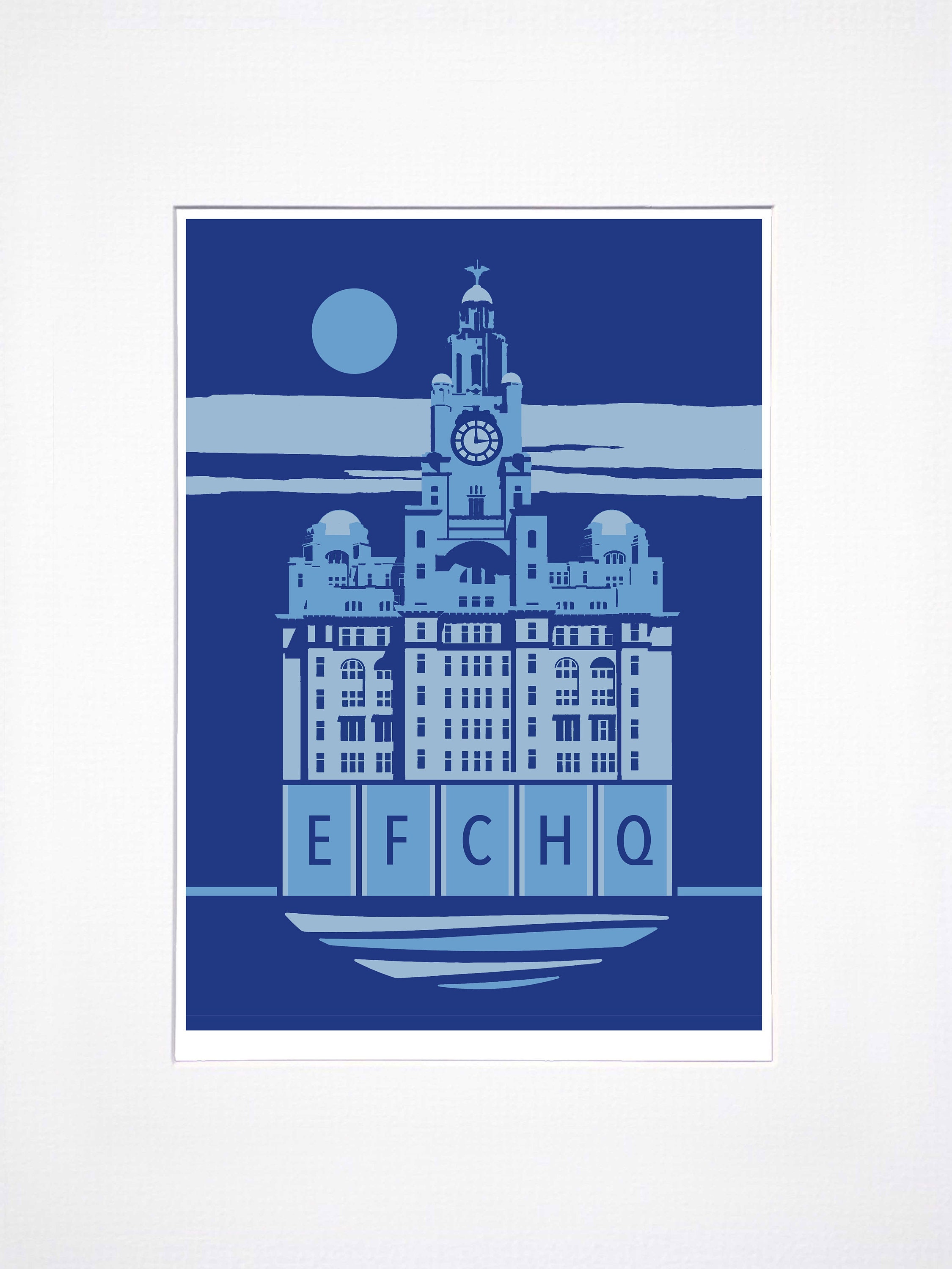 Mounted Everton HQ Giclee Print. Everton Liver Building. Everton ...