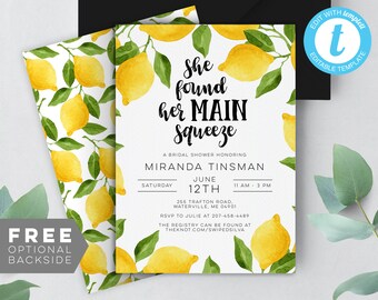Lemon Invitation Template - Etsy