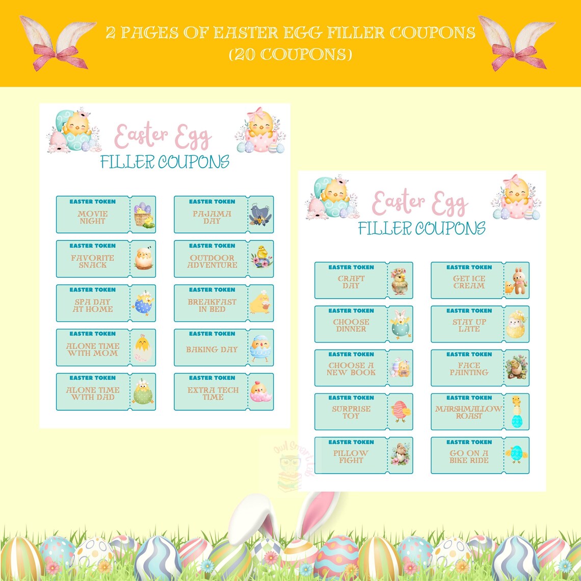 Printable Easter Egg Tokens, Egg Hunt Coupons, Easter Egg Filler ...