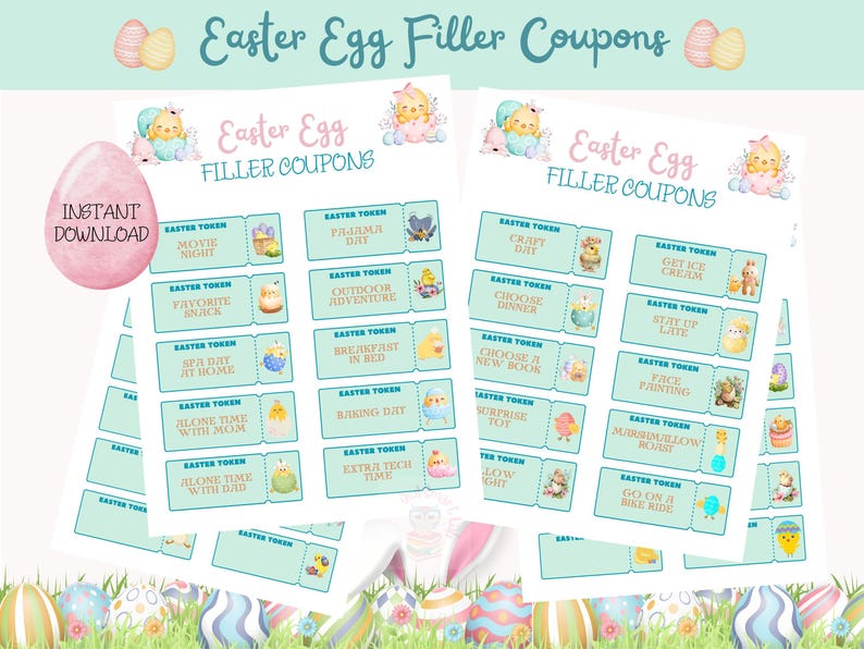 Easter Egg Tokens Printable, Easter Egg Filler Coupons for Kids ...