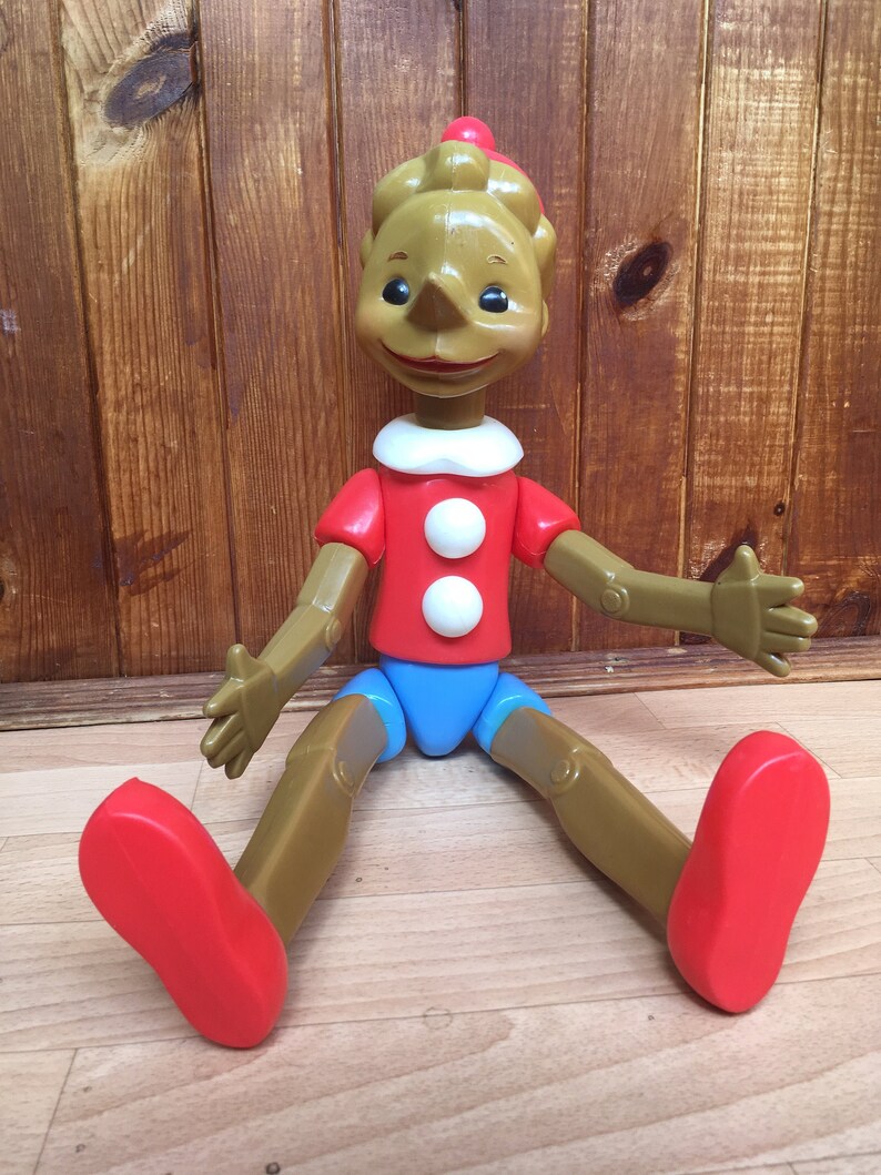 Large vintage Buratino doll Plastic toy Soviet Pinocchio doll | Etsy