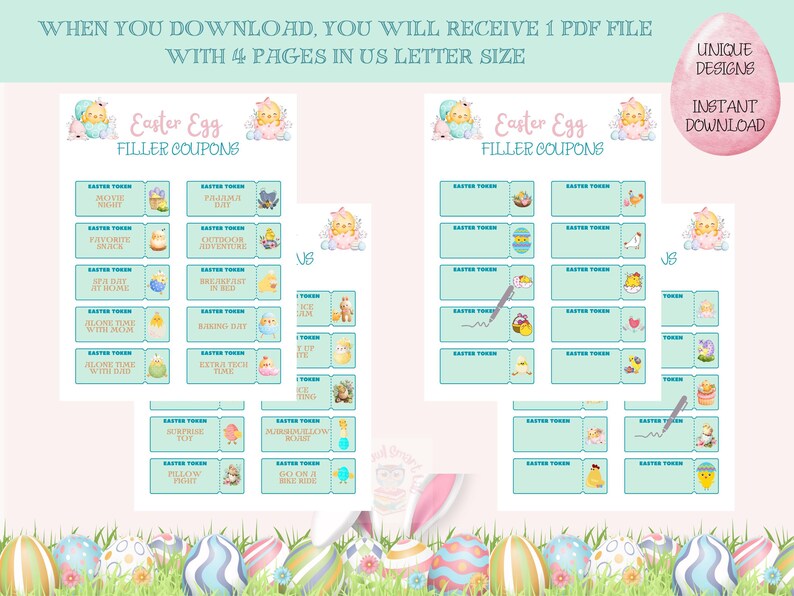 Easter Egg Tokens Printable, Easter Egg Filler Coupons for Kids ...