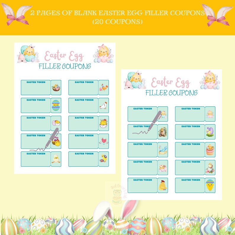 Printable Easter Egg Tokens, Egg Hunt Coupons, Easter Egg Filler ...