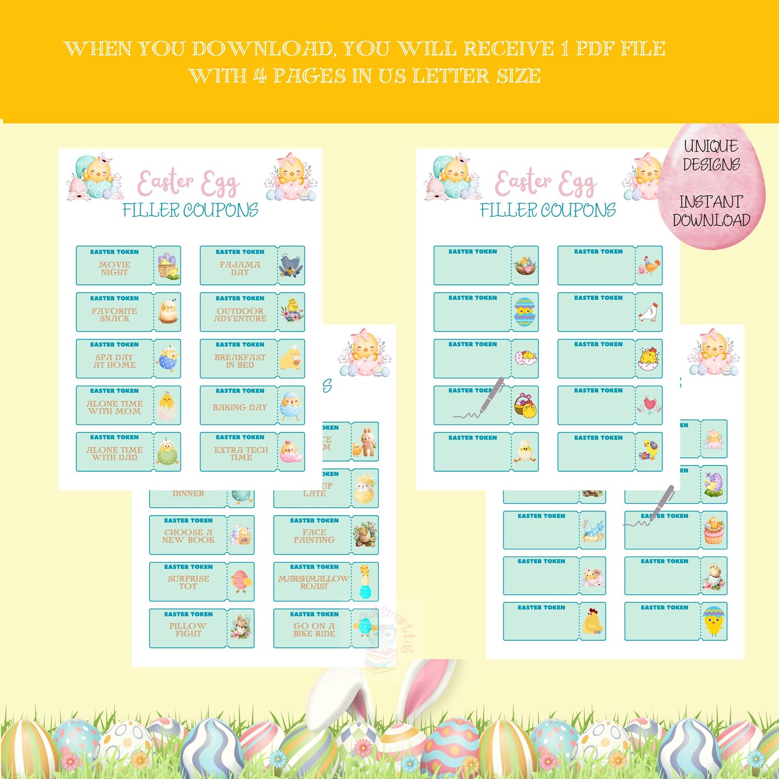 Printable Easter Egg Tokens, Egg Hunt Coupons, Easter Egg Filler ...