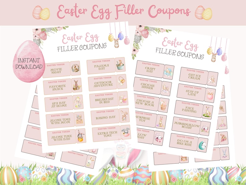 Easter Egg Filler Coupons for Kids Activity, Easter Egg Tokens, Digital ...