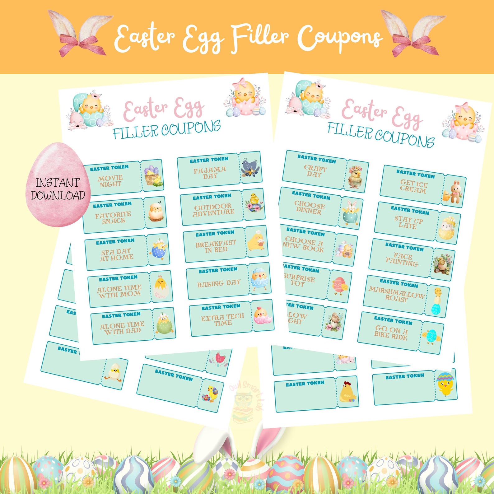 Printable Easter Egg Tokens, Egg Hunt Coupons, Easter Egg Filler ...