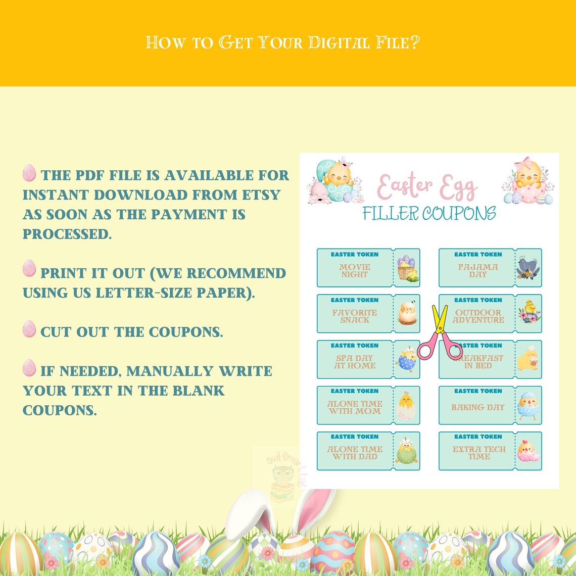 Printable Easter Egg Tokens, Egg Hunt Coupons, Easter Egg Filler ...