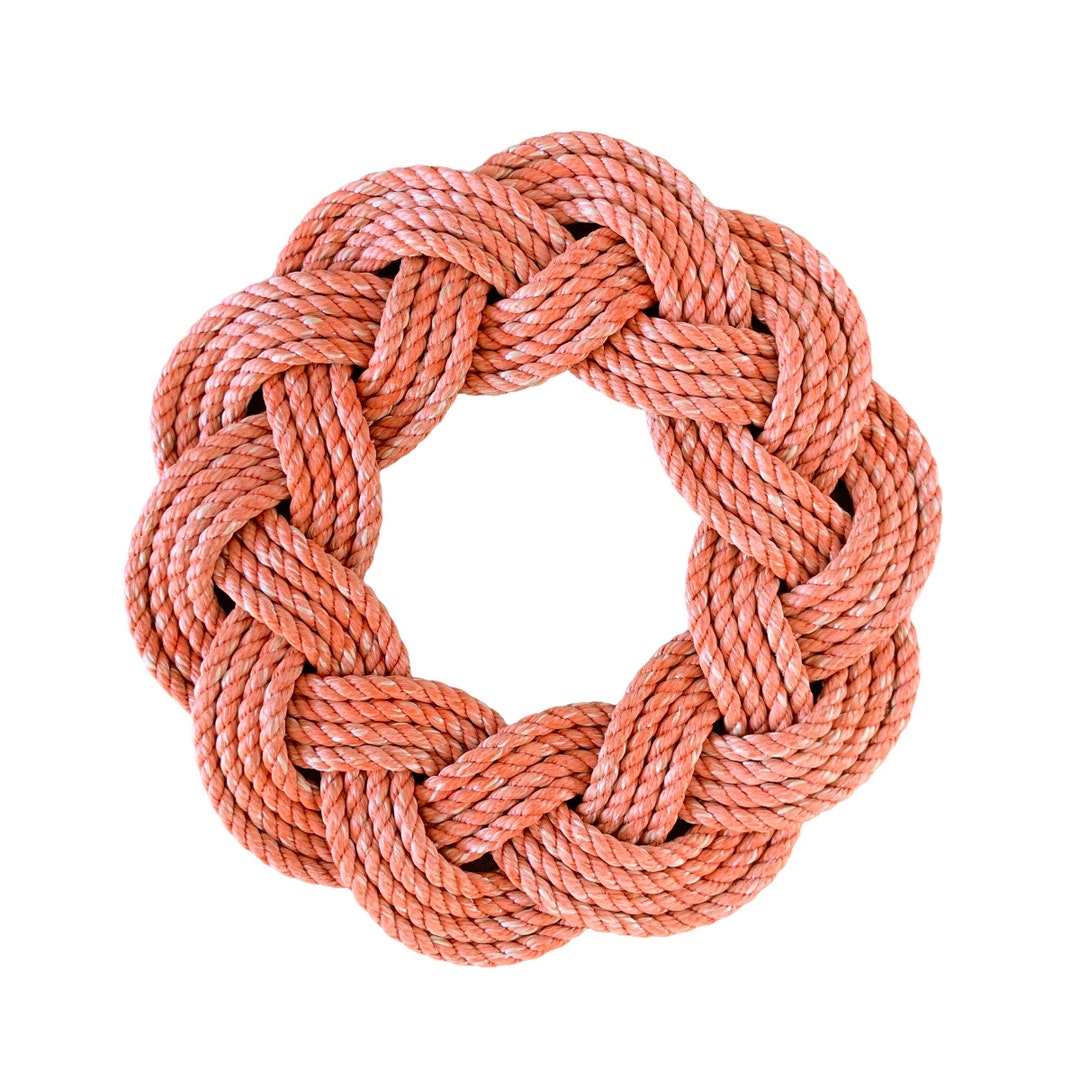 Mariner Wreath in Coral, Rope Wreath, Upcycled Lobster Rope Wreath ...
