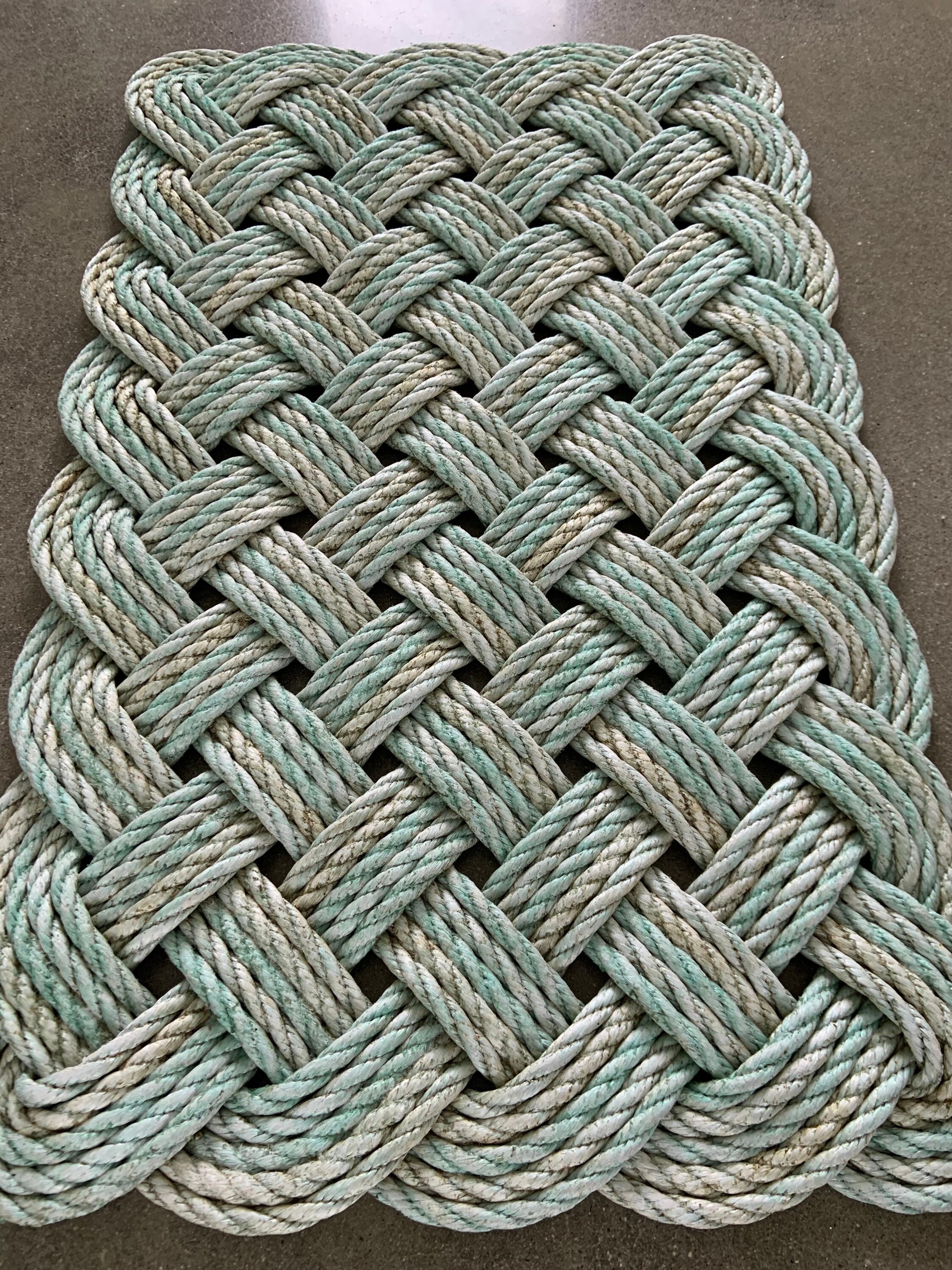 Sea Mist Rope Mat Chunky Upcycled lobster rope doormat | Etsy