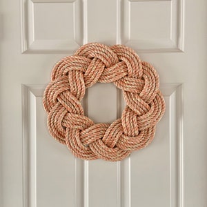 Mariner Wreath in Light Coral, Rope Wreath, Upcycled Lobster Rope ...