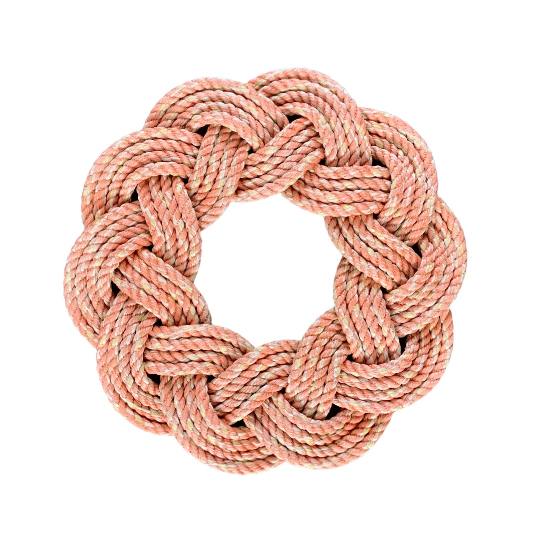 Mariner Wreath in Light Coral, Rope Wreath, Upcycled Lobster Rope ...
