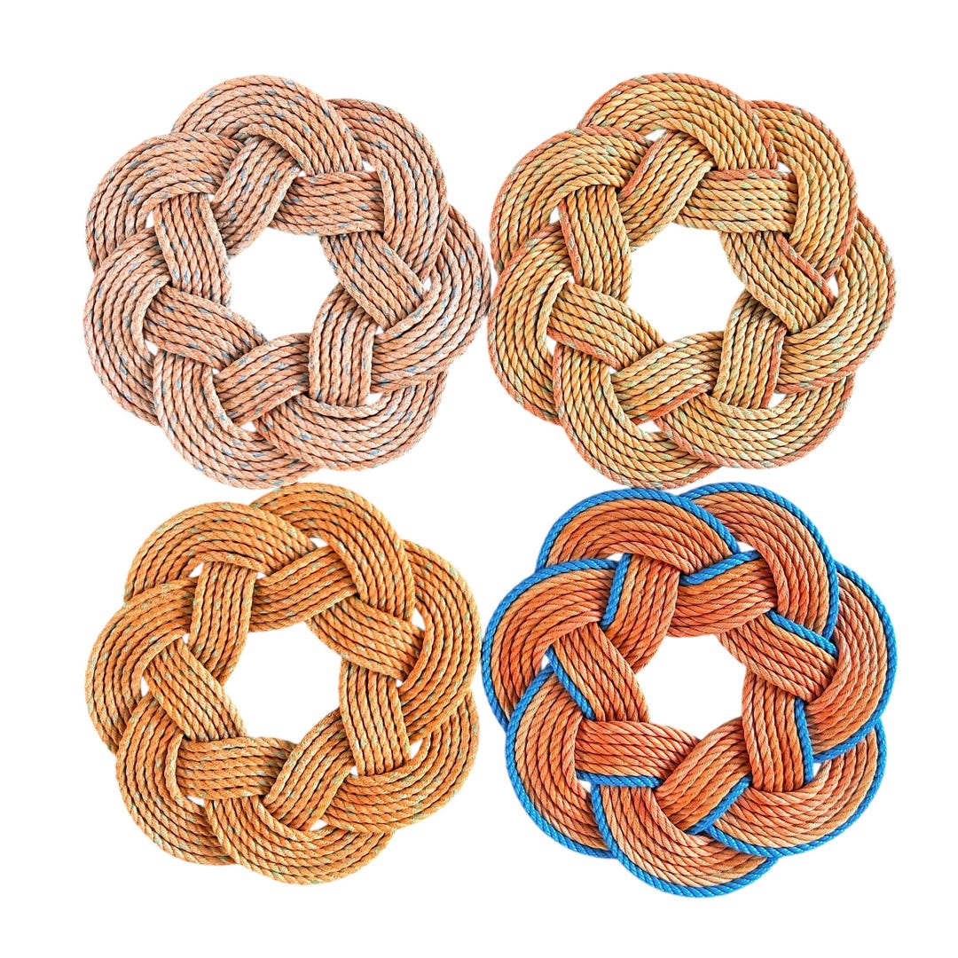 Orange Rope Wreaths, Upcycled Lobster Rope, Maine Made Orange Fall ...