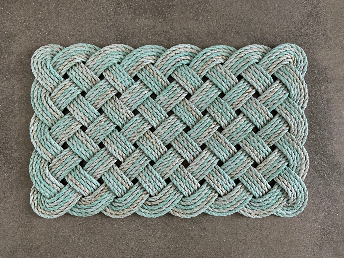 Sea Mist Rope Mat Chunky Upcycled lobster rope doormat | Etsy
