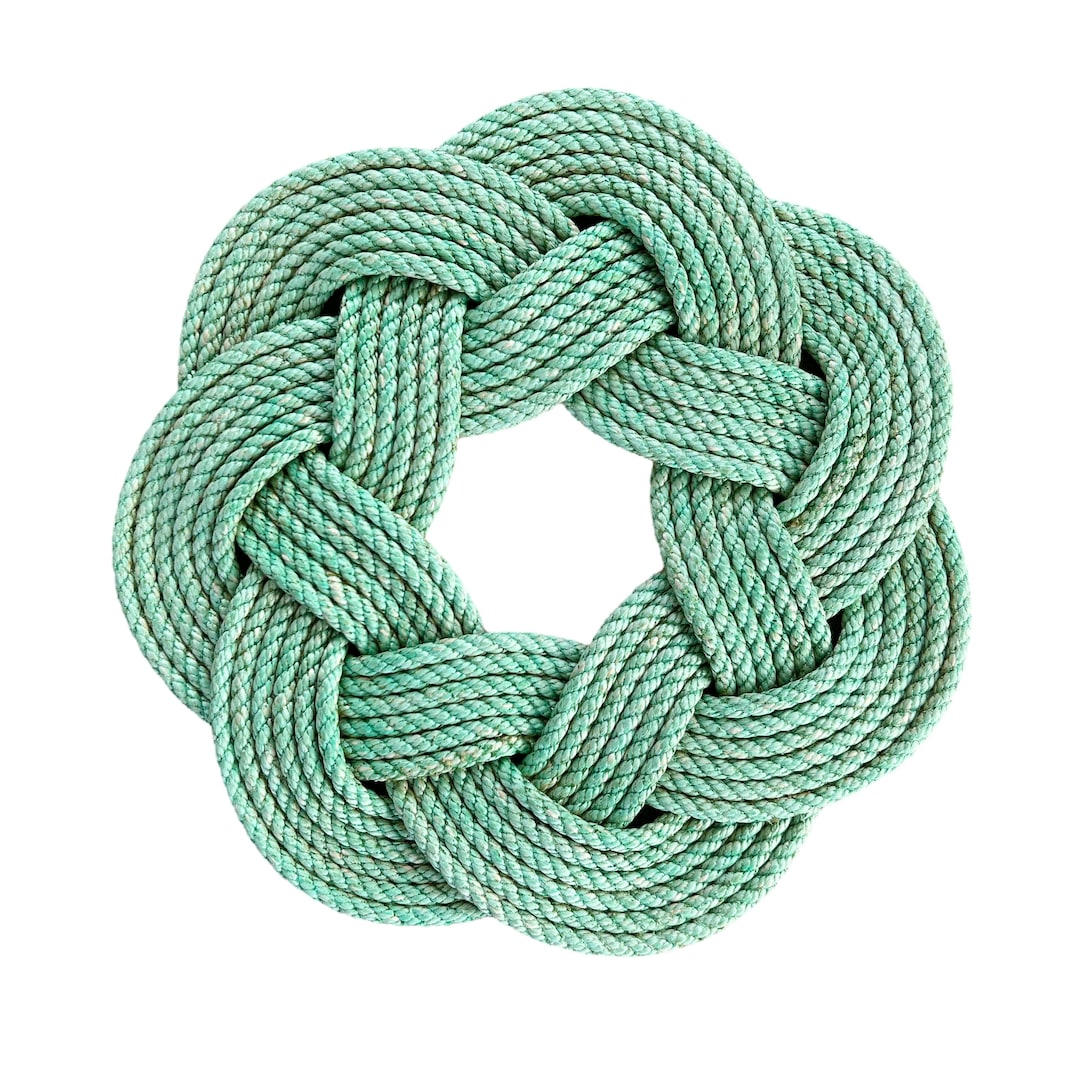 Sea Foam Green Wreath, Spring Rope Wreath, Upcycled Lobster Rope, Light ...