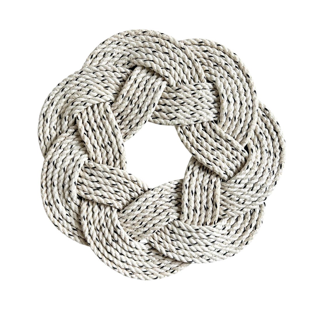 White With Black Rope Wreath, Outdoor Nautical Wreath, Upcycled Lobster ...