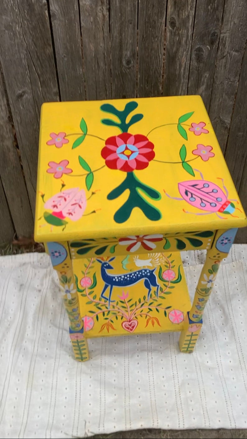 Handpainted Side Table - Etsy