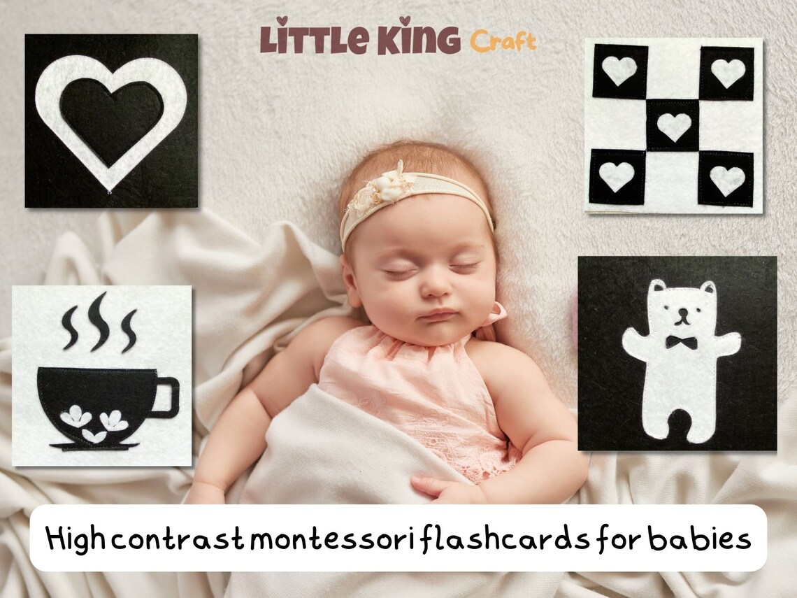 Baby Sensory Cards, High Contrast Flashcards for Newborn Babies, Black ...