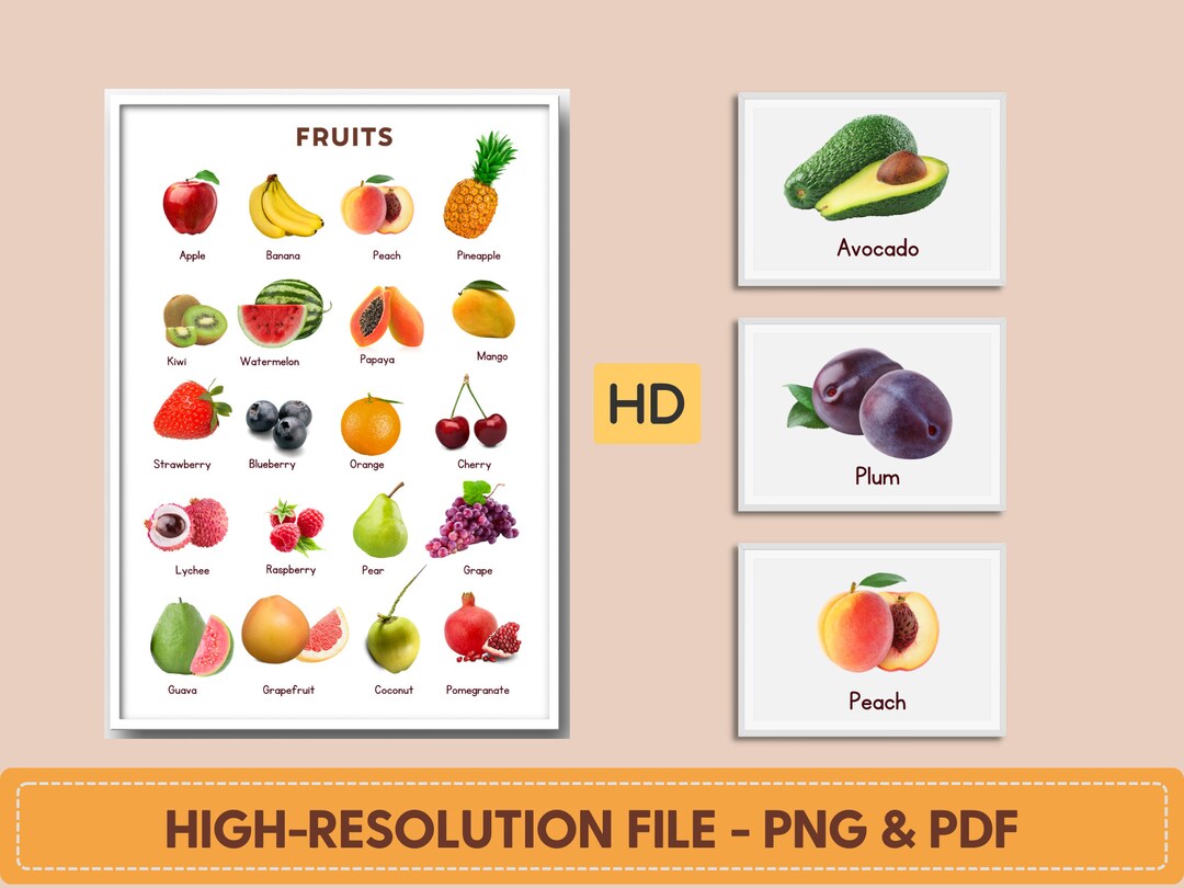 02 Fruits Poster (real Pictures), Montessori Poster Printable ...