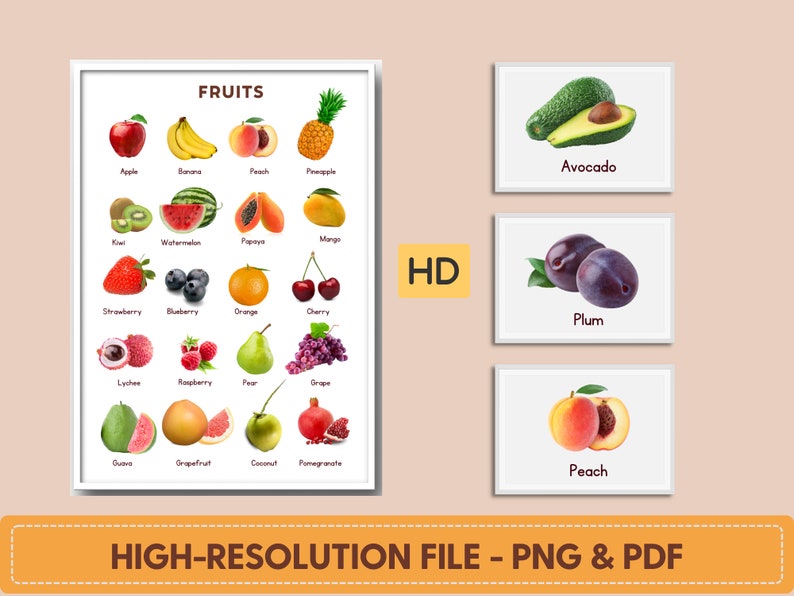 02 Fruits Poster (real Pictures), Montessori Poster Printable ...