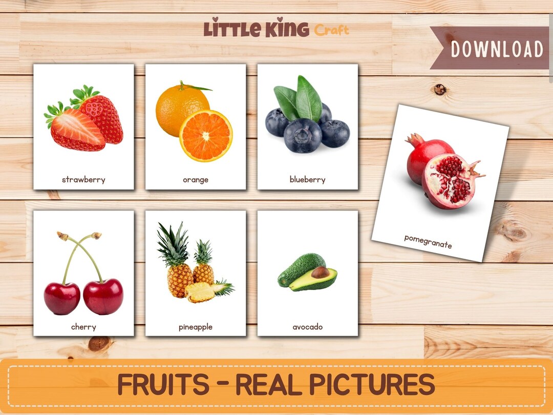 Fruits Flashcard (real Picture), Montessori Printable Flashcard, Fruits ...