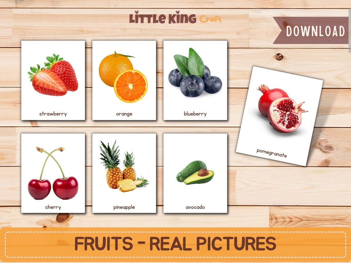 Fruits Flashcard (real Picture), Montessori Printable Flashcard, Fruits ...