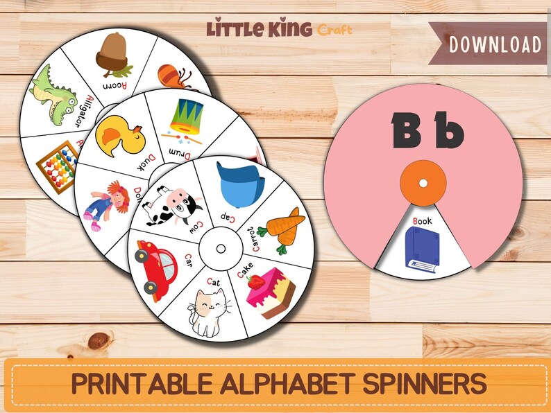 Printable Alphabet Spinners, Beginning Sounds Phonics Matching Wheels ...