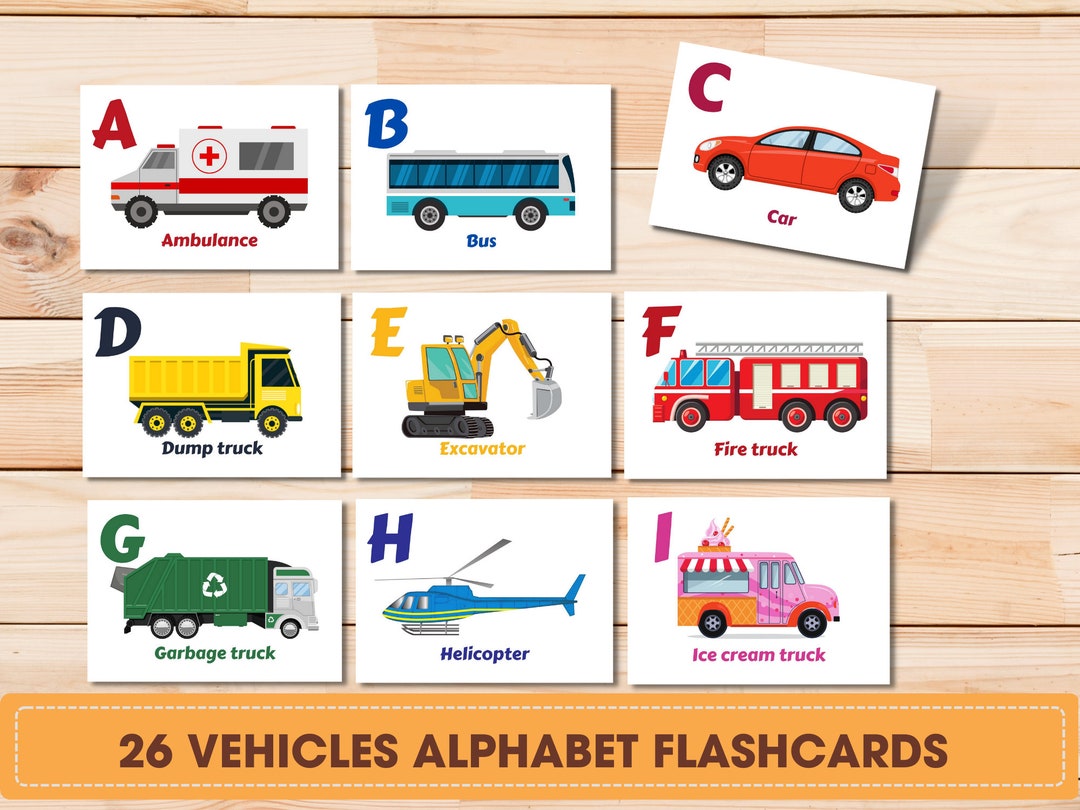 Transport Alphabet Flashcards, Vehicles Flashcards Printable, Transport ...