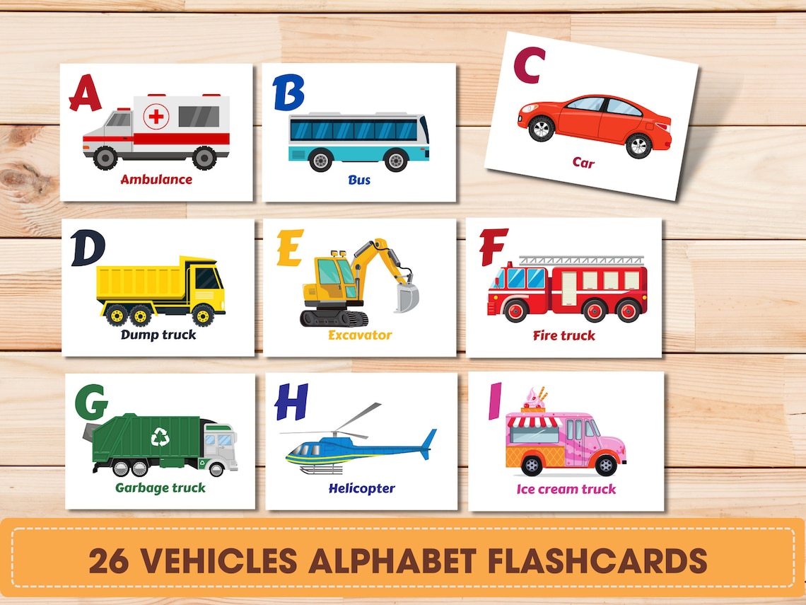 Transport Alphabet Flashcards, Vehicles Flashcards Printable, Transport ...
