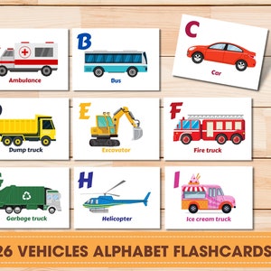 Transport Alphabet Flashcards, Vehicles Flashcards Printable, Transport ...