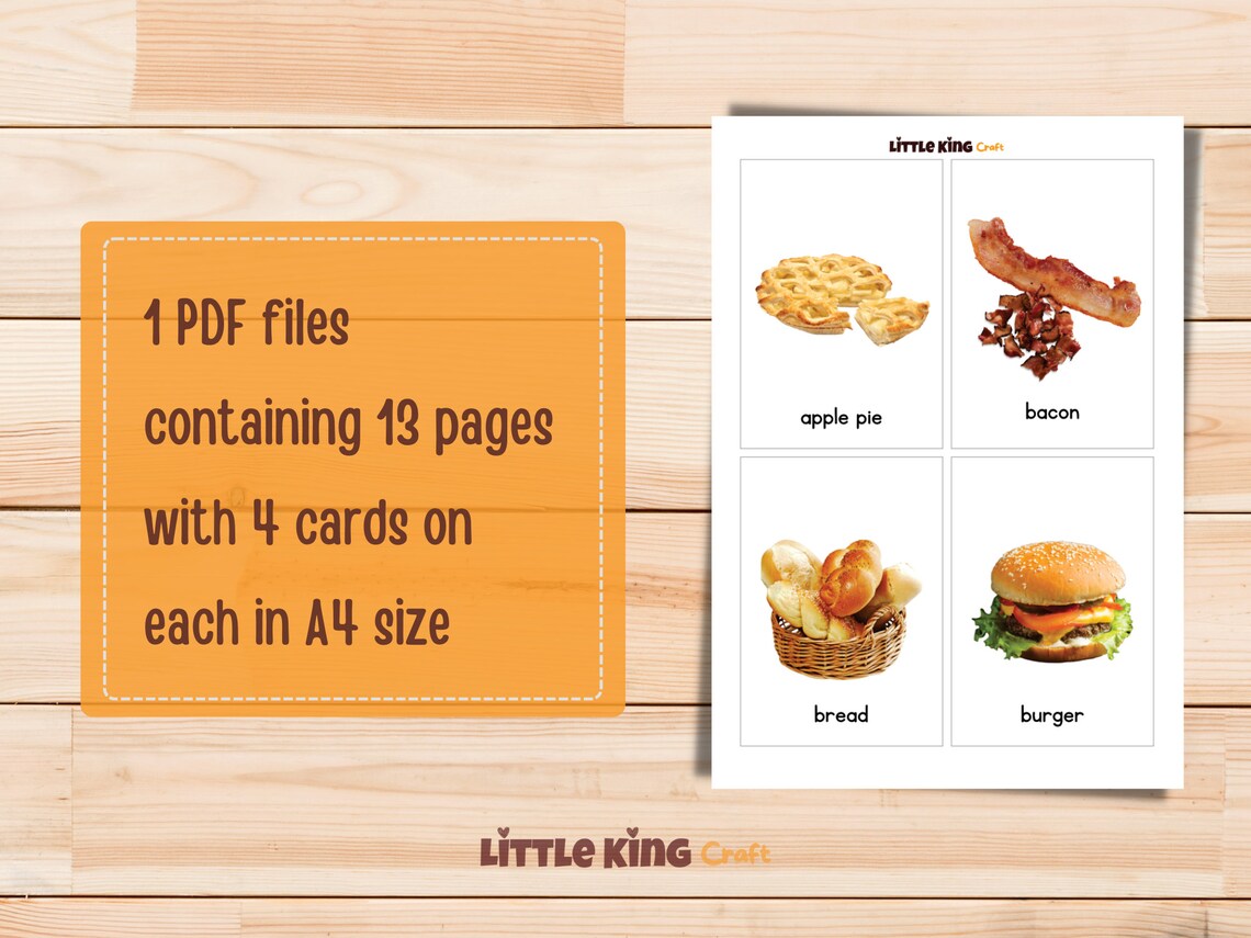 Food Flashcards Real Pictures, Montessori Printable Flashcards, Toddler ...