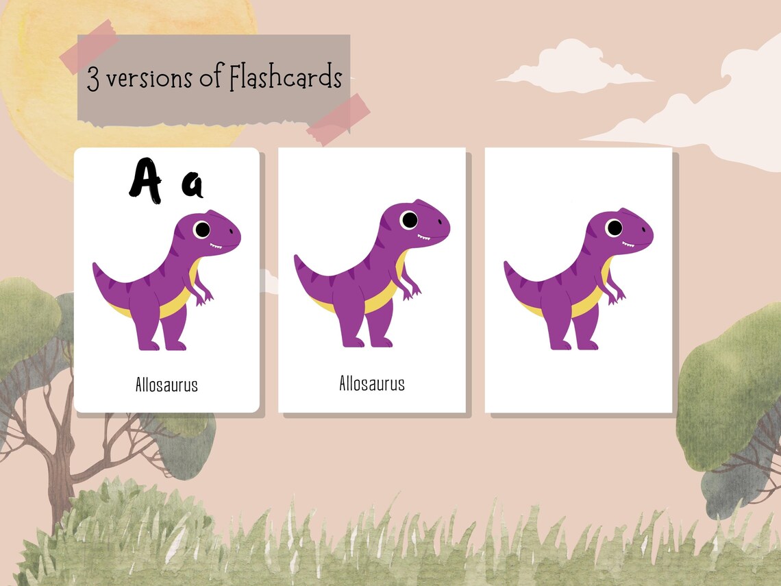 Dinosaur Alphabet Flashcards Nomenclature Flashcards Toddler - Etsy