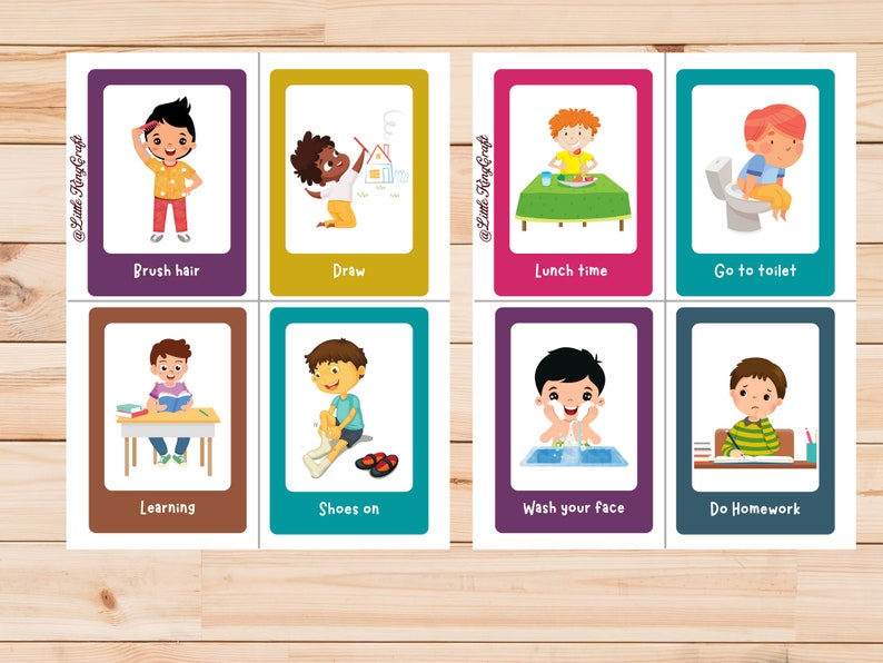 Daily Routine Flashcards for Kids, Visual Routine Cards Printable ...