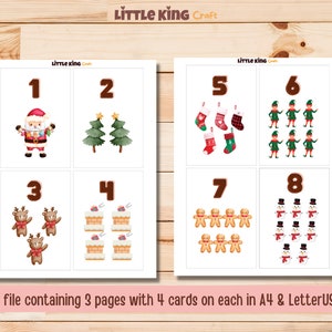 Christmas NUMBER FLASHCARDS, Christmas Counting Flash Cards, Printable ...