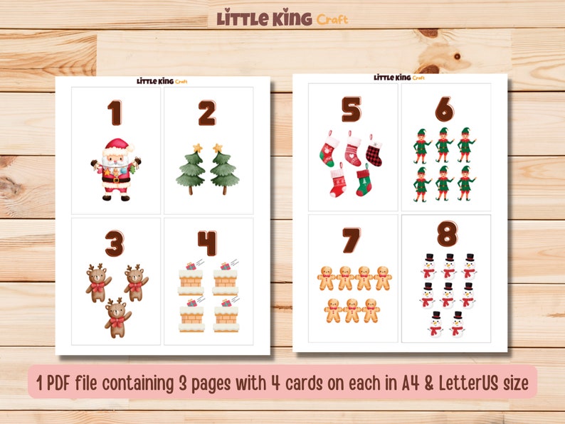Christmas NUMBER FLASHCARDS, Christmas Counting Flash Cards, Printable ...