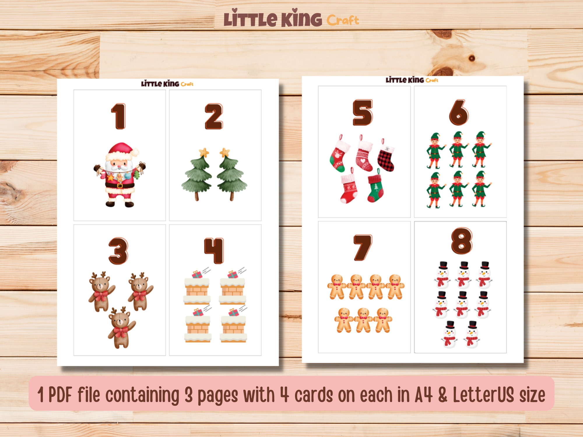 Christmas NUMBER FLASHCARDS, Christmas Counting Flash Cards, Printable ...